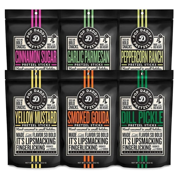 Pop Daddy Flavored Pretzels BCF26 Sticks, Healthy Gourmet Pretzels, 7 ...