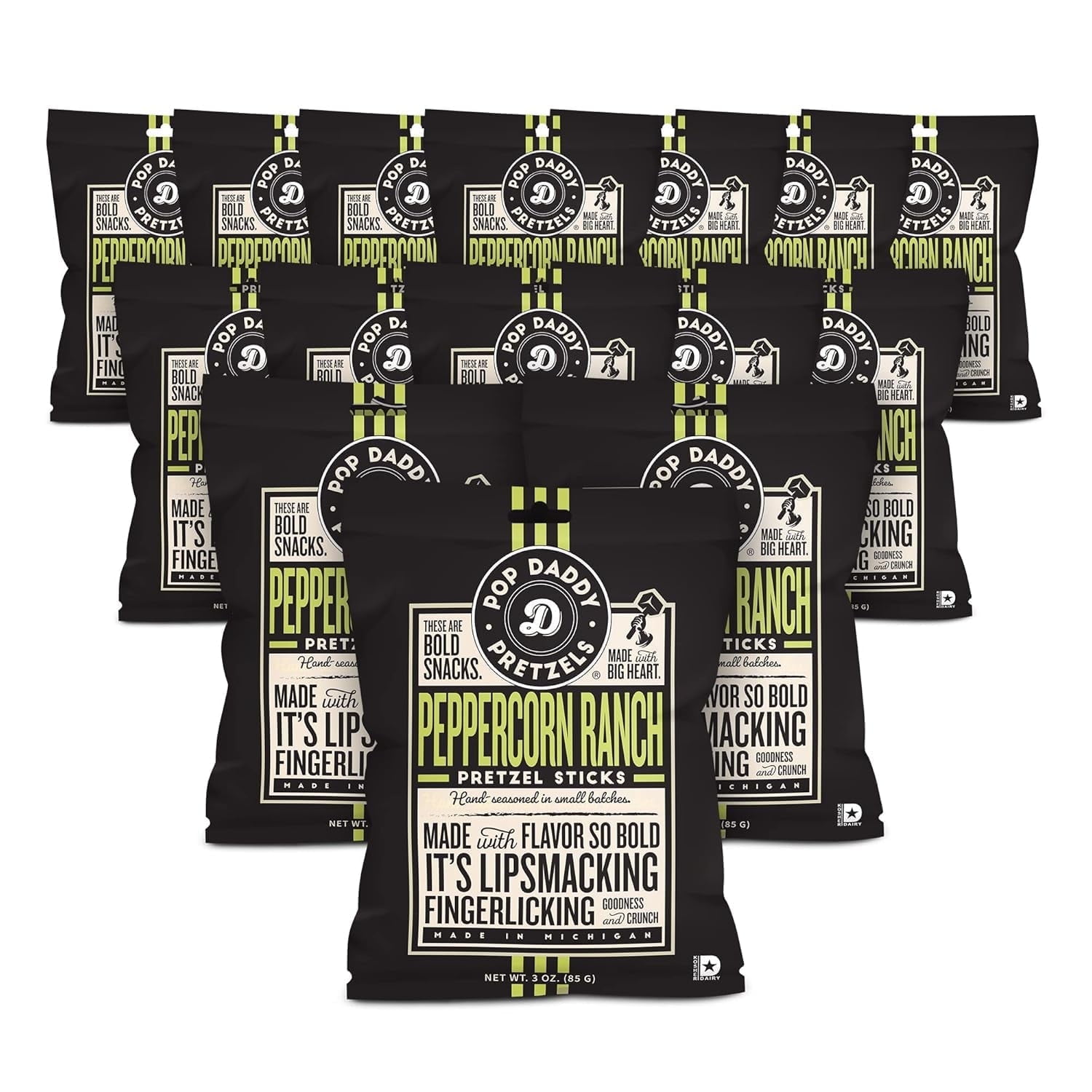 Pop Daddy Flavored Pretzels Sticks, Peppercorn Ranch Flavor, 3oz ...