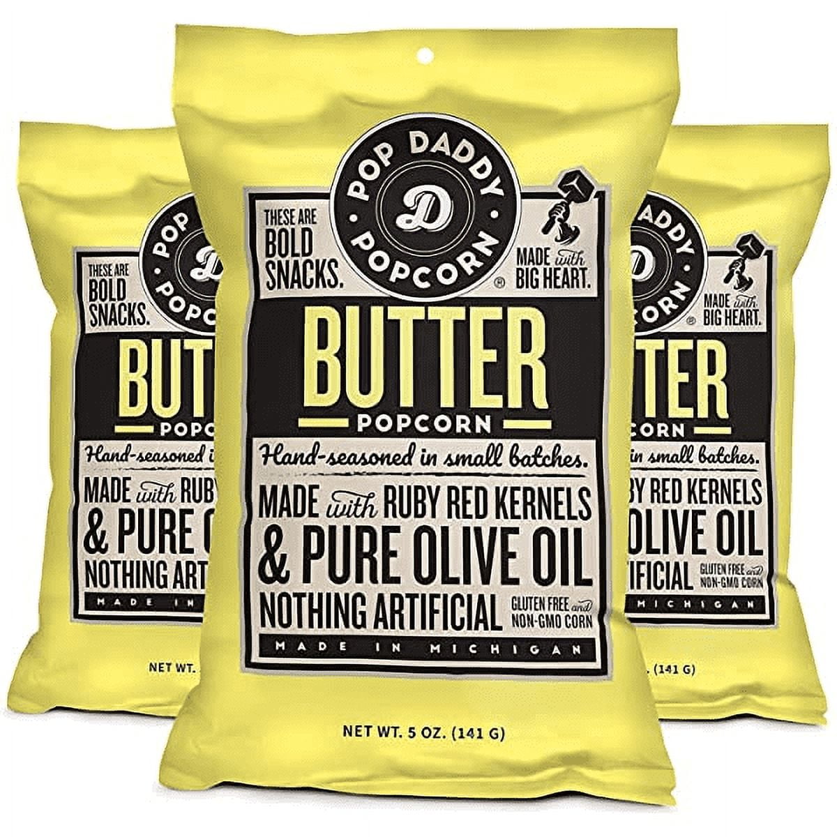 Pop Daddy Hand Seasoned Non GMO Butter Flavor Popcorn , 3-Pack ...