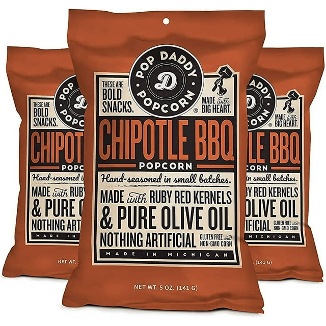 Pop Daddy Hand Seasoned Non GMO Chipotle BBQ Popcorn , 3-Pack - Walmart.com