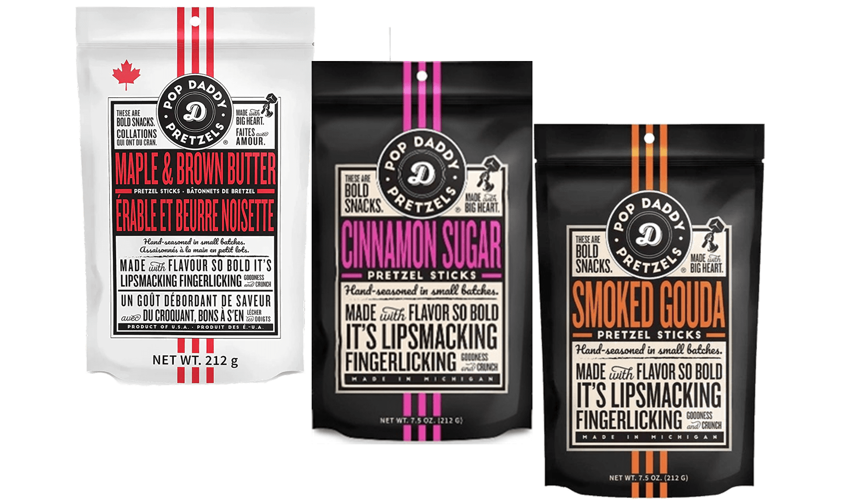 Pop Daddy Maple Brown Butter, Cinnamon Sugar & Gouda Pretzel Sticks ...