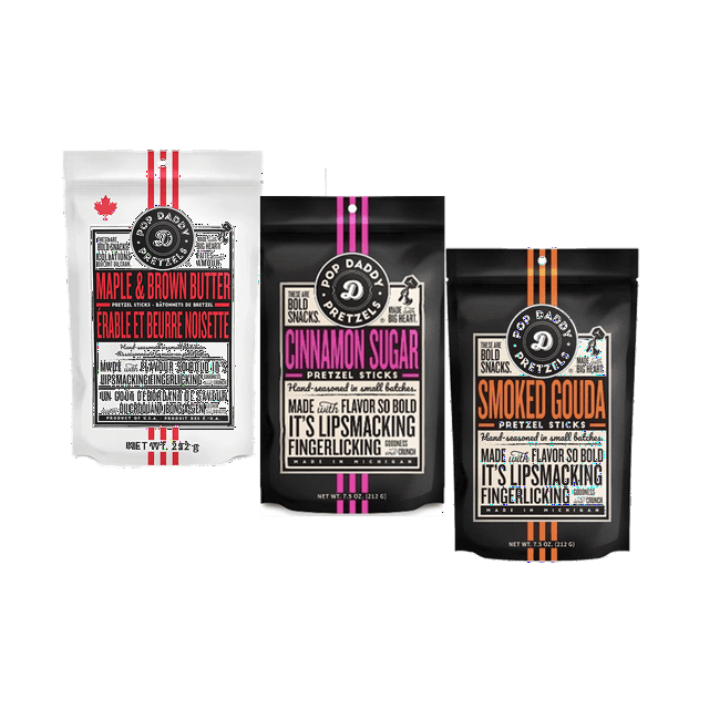 Pop Daddy Maple Brown Butter, Cinnamon Sugar & Gouda Pretzel Sticks ...
