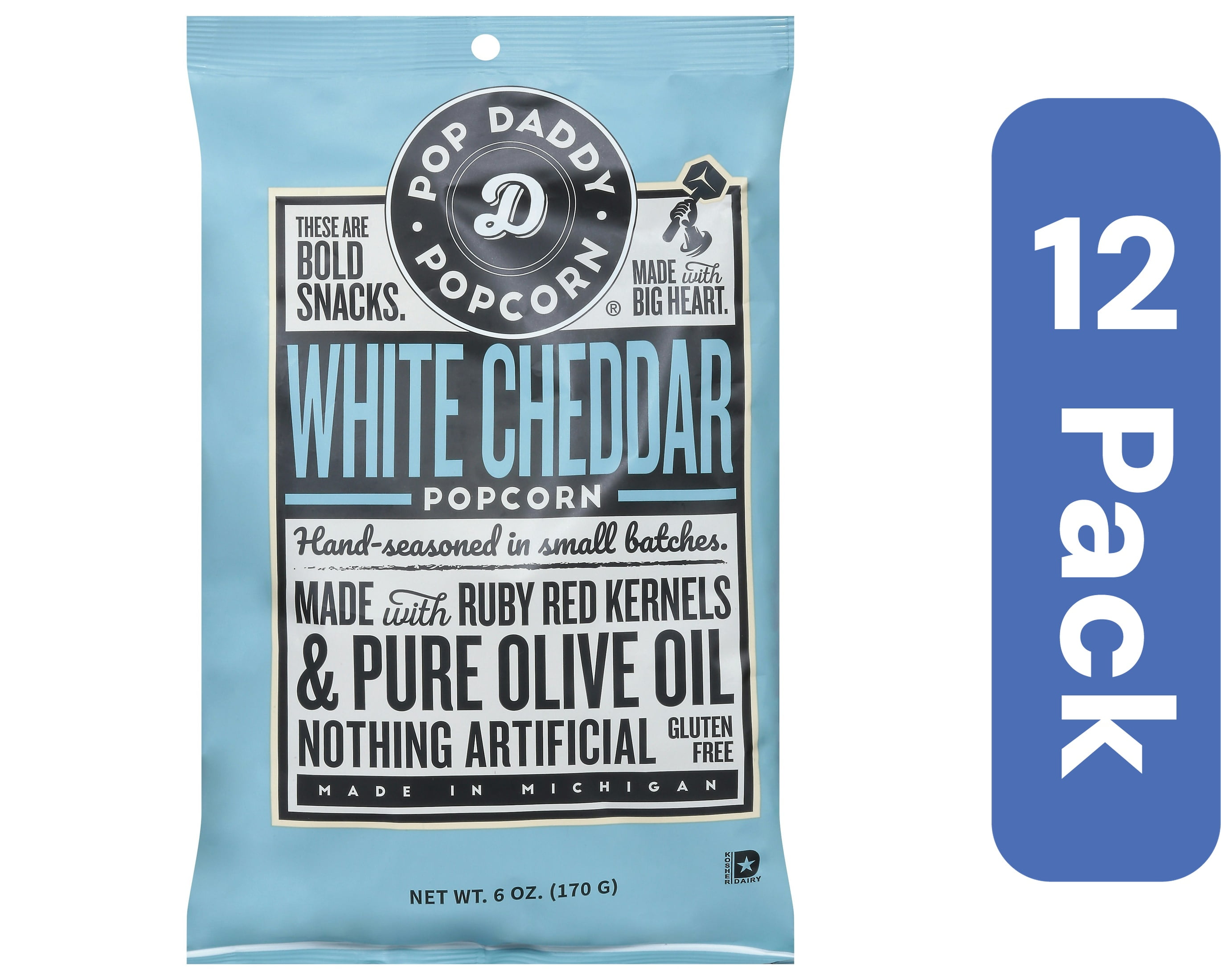 Pop Daddy Popcorn & Pretzel Popcorn White Cheddar Cheese 6 oz (Pack Of ...