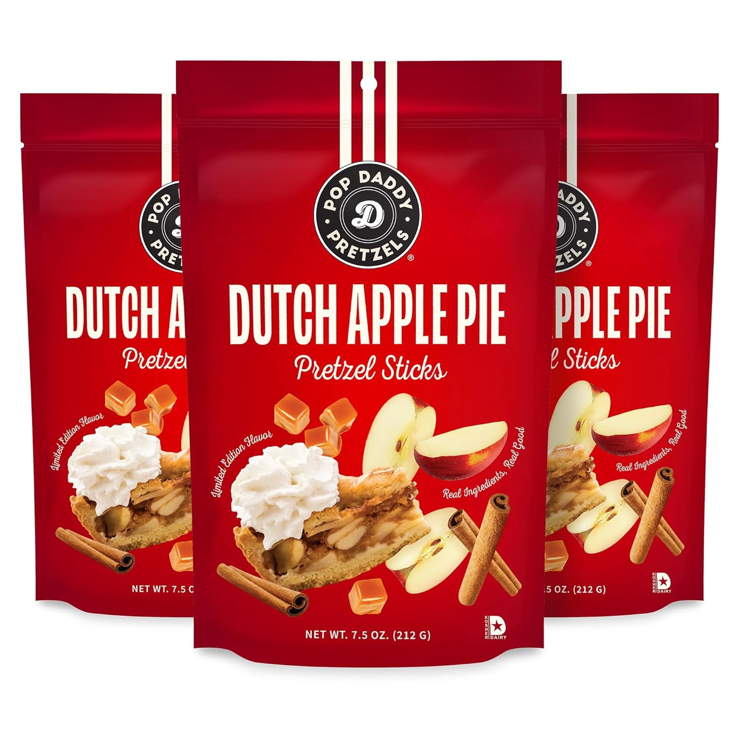 Pop Daddy Pretzels Limited Edition Dutch Apple Pie Pretzel Sticks 7.5 ...