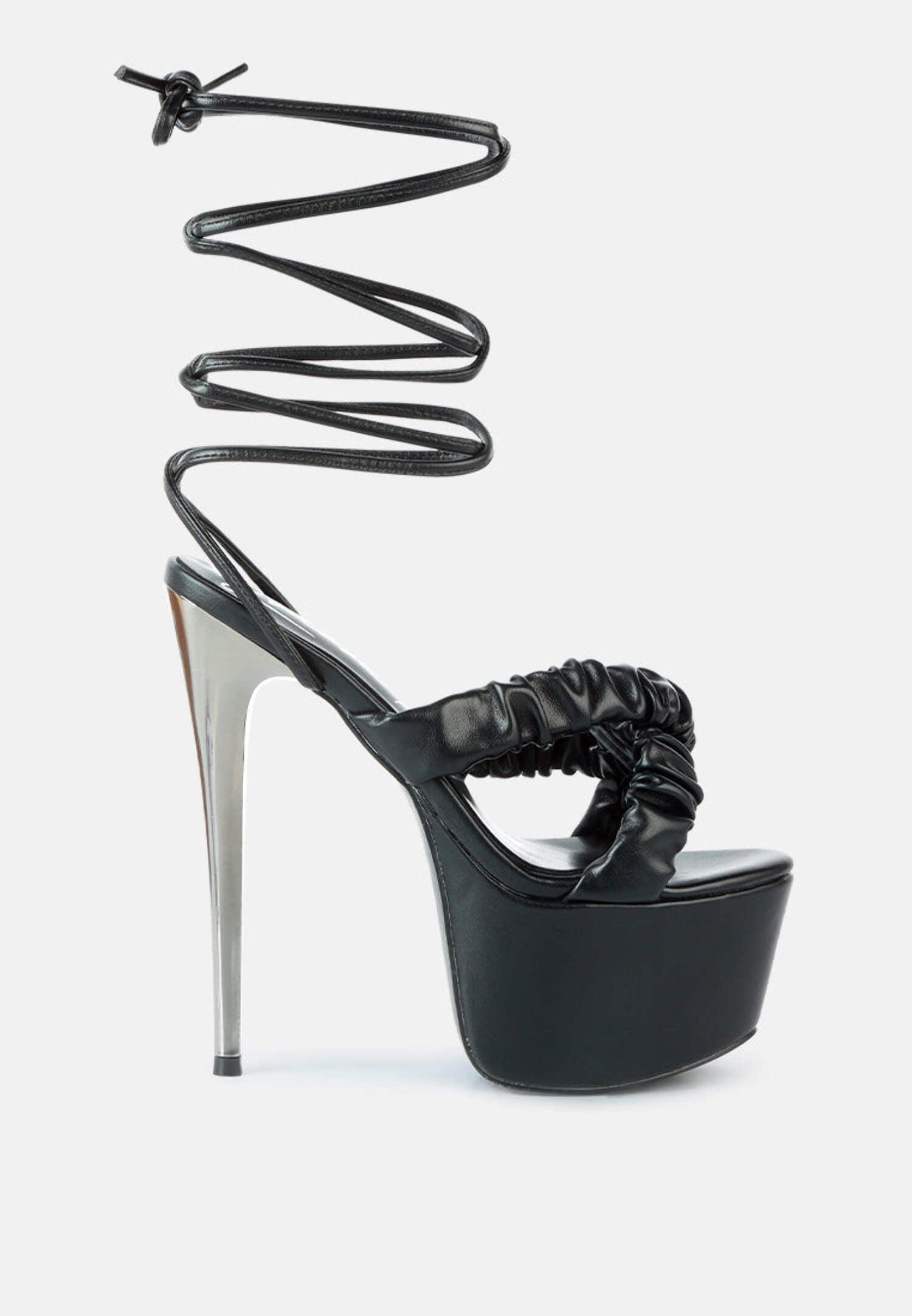 Pop Era Ruched Straps Tie Up Sandals - Walmart.com