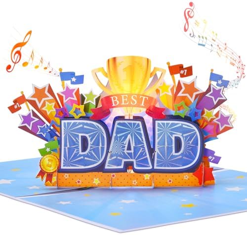 Pop Up Father’s Day Card for Dad, LIGHTS & MUSIC 3D Happy Fathers Day ...