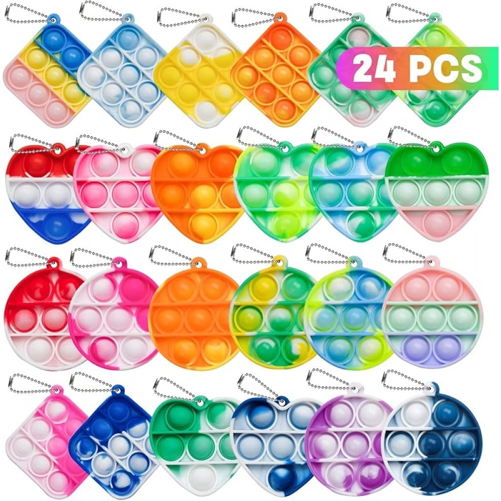 Pop Fidget Toys Bulk Its 24 Pack Party Favors for Kids 3 Shape Mini Pop ...