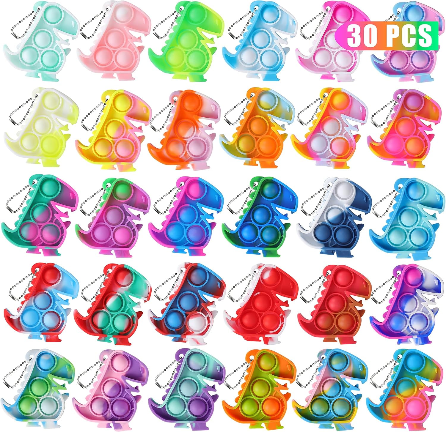 Pop Fidget Toys Bulk Its Party Favors for Kids 4-8 8-12 30 Pack Mini Pop Keychain It Fidget Toy ...