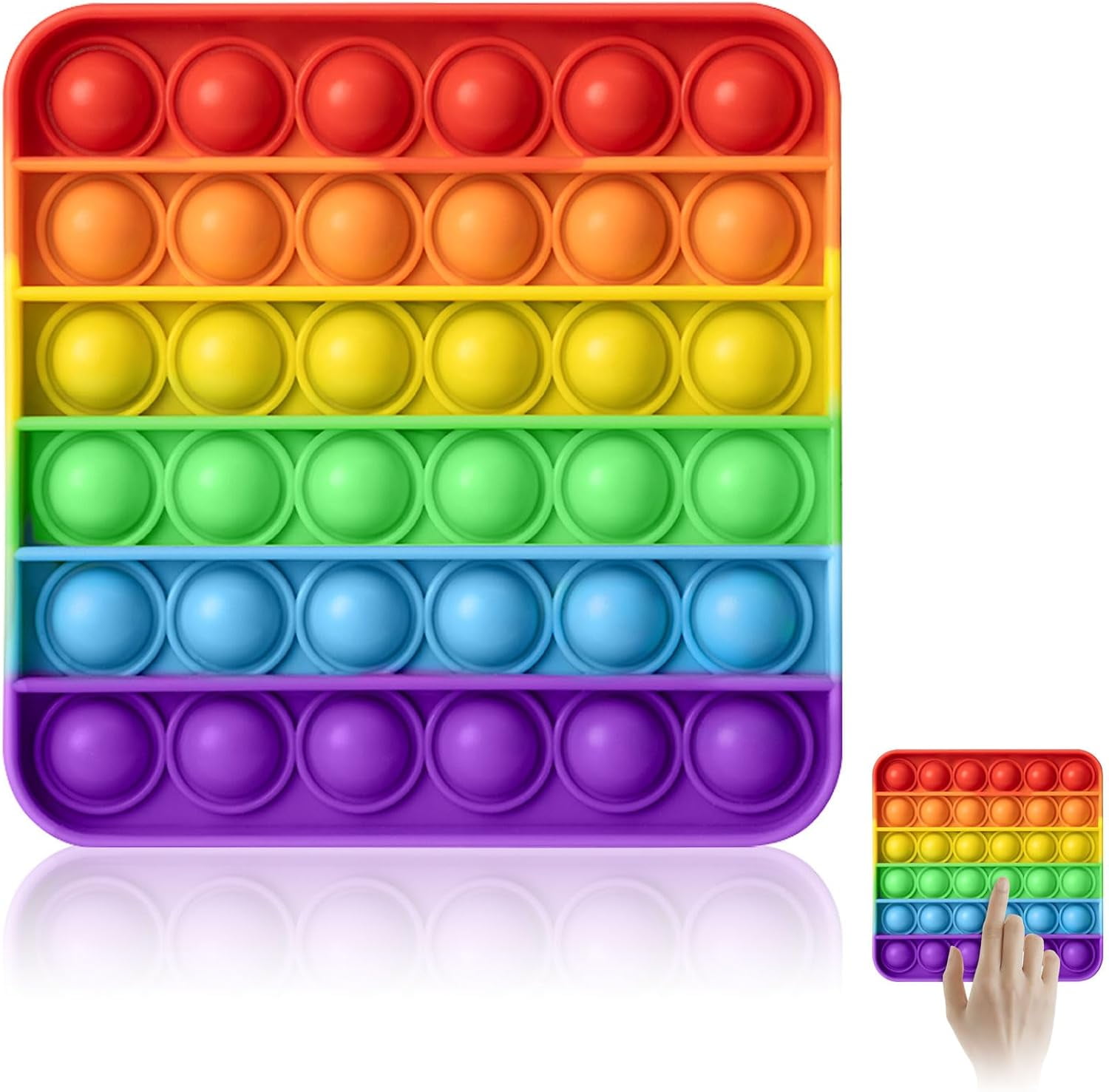 Pop it Fidget Toys,Square Poppet Fidget Toy,Silicon Rainbow Bubble ...
