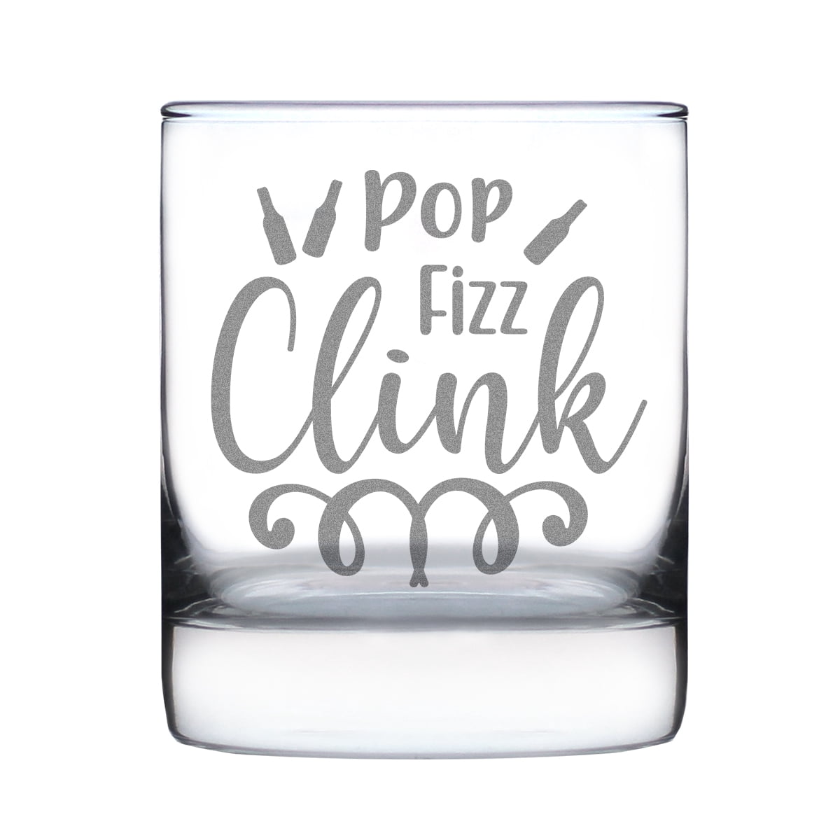 Pop Fizz Clink Engraved Rocks Glass, Hand Etched 10oz Whiskey ...