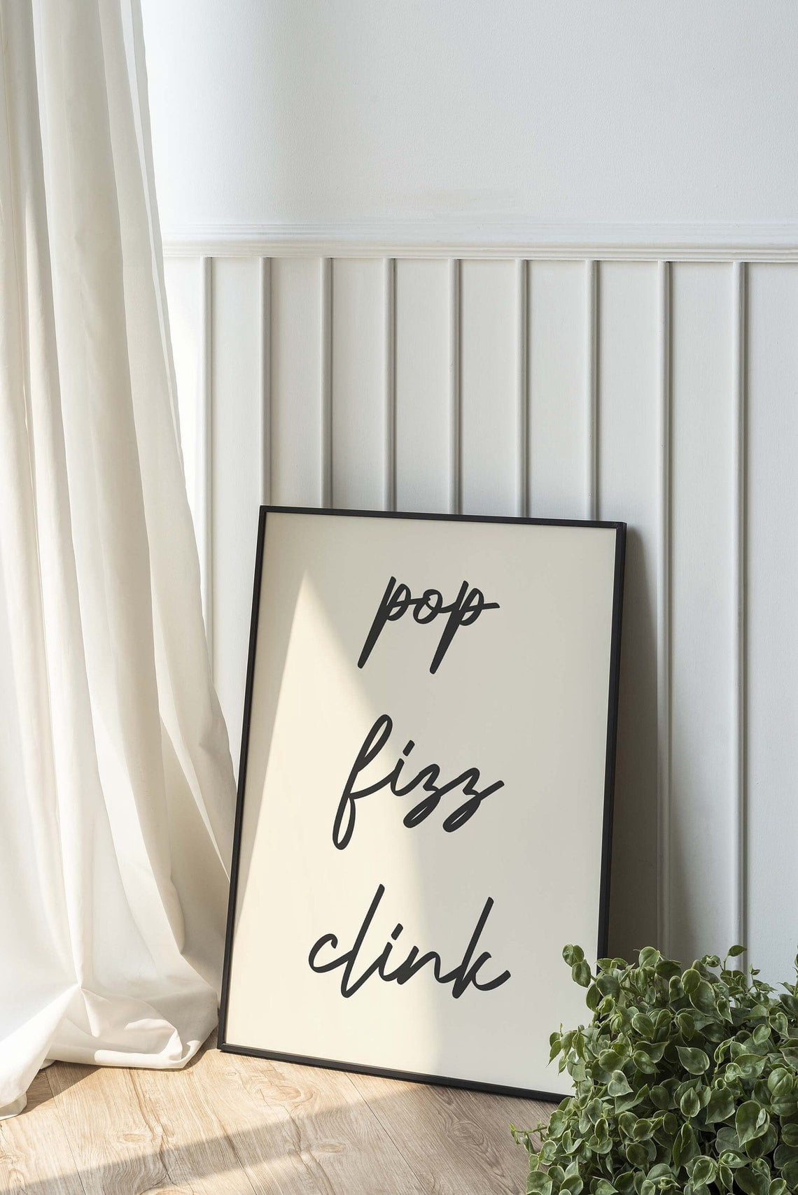 Pop Fizz Clink Poster Neutral Bar Cart Decor Cute New Years Cocktail ...