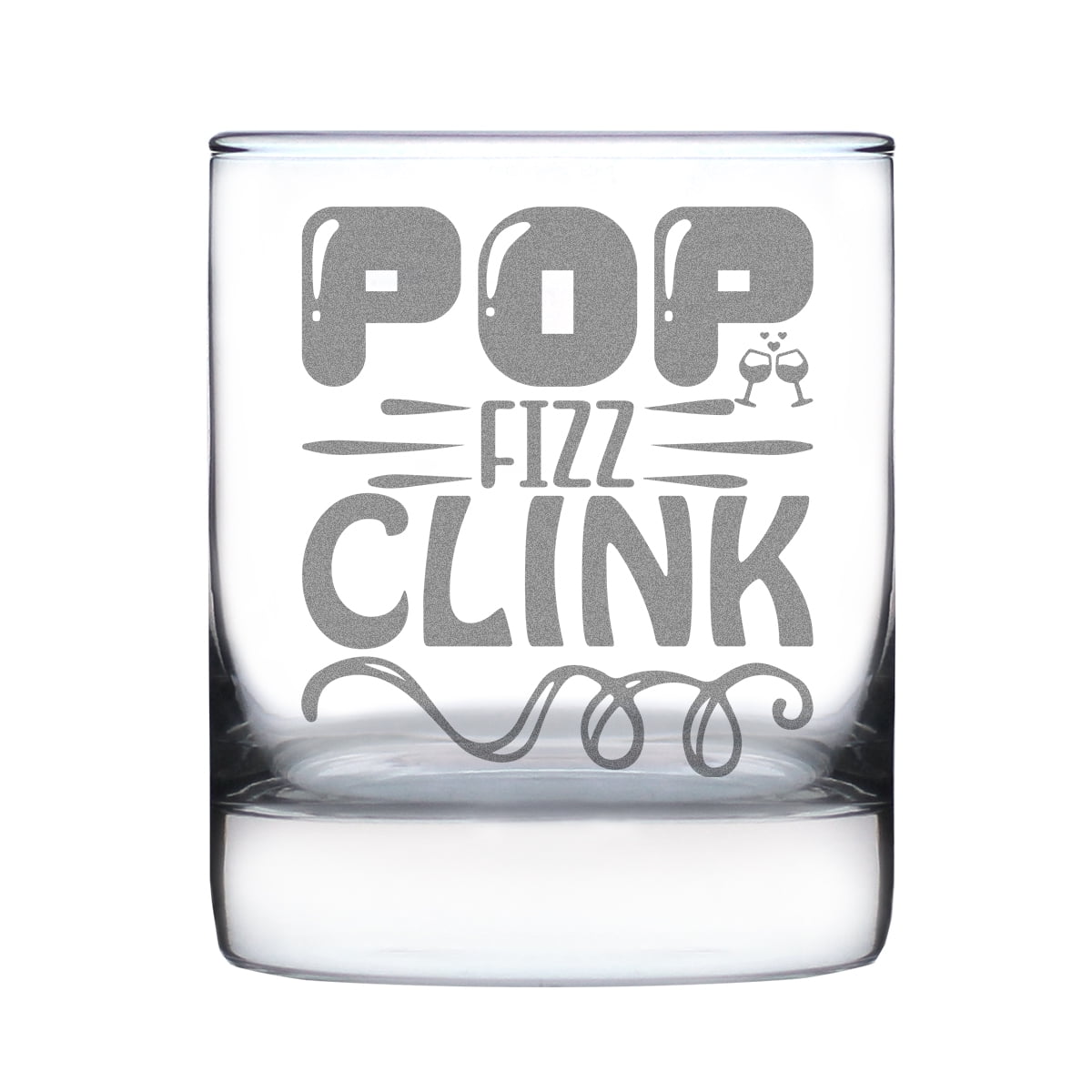 Pop Fizz Clink Rocks Glass, Hand Engraved Etched Fun Party Gift, Unique ...