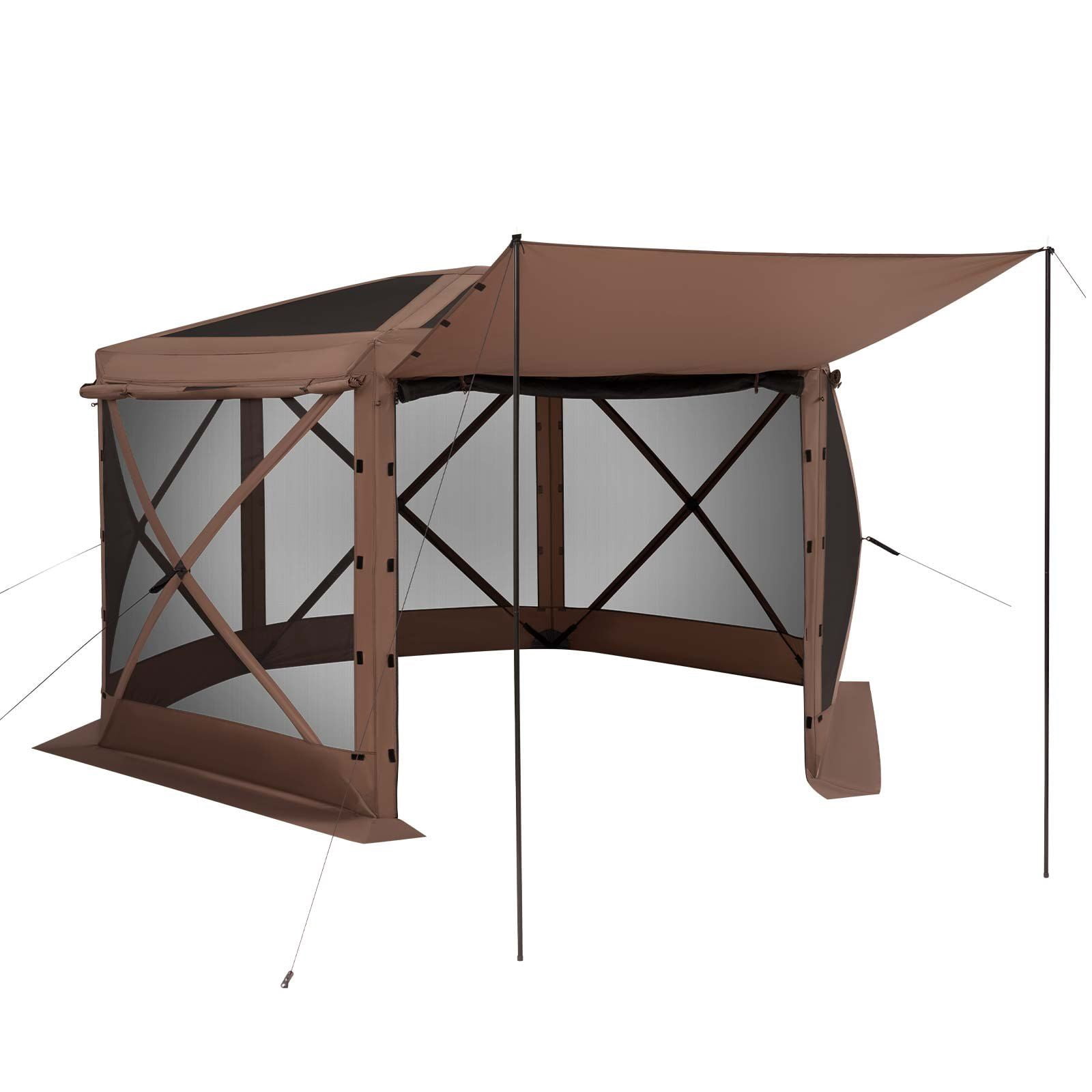 Pop Up Gazebo Screen Tent 12x12 Feet Large 6 Sided Camping Canopy with ...