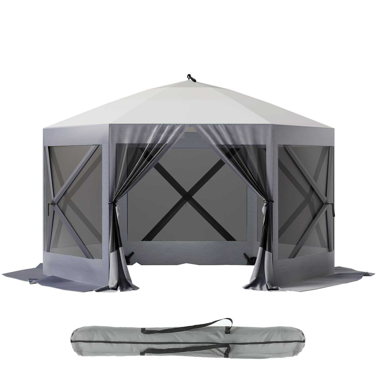 Pop Up Gazebo Screen Tent, 6-Sided Camping Gazebo Instant Canopy Sun ...