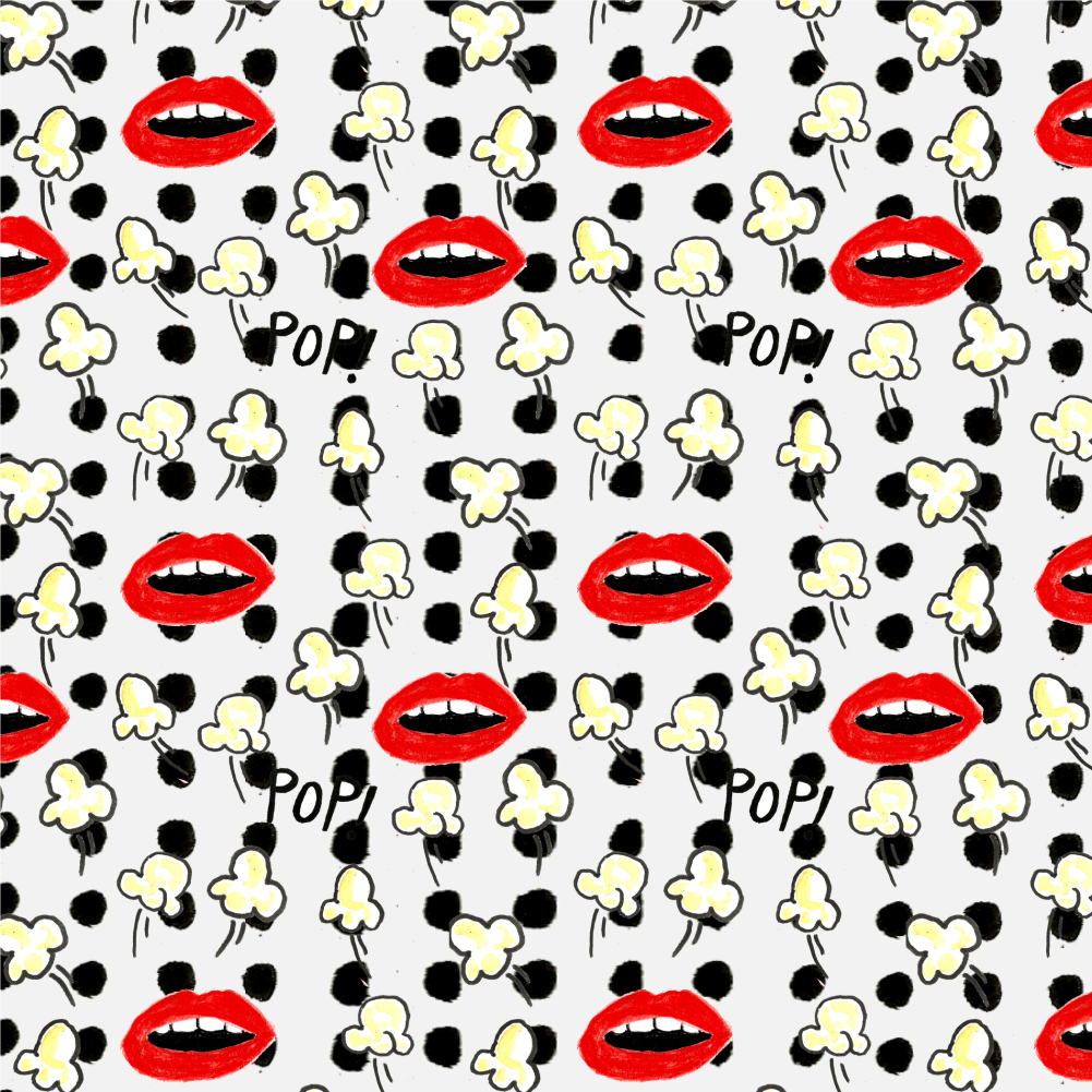 Pop Goes the Popcorn Mouths Lips Pattern Premium Roll Gift Wrap ...