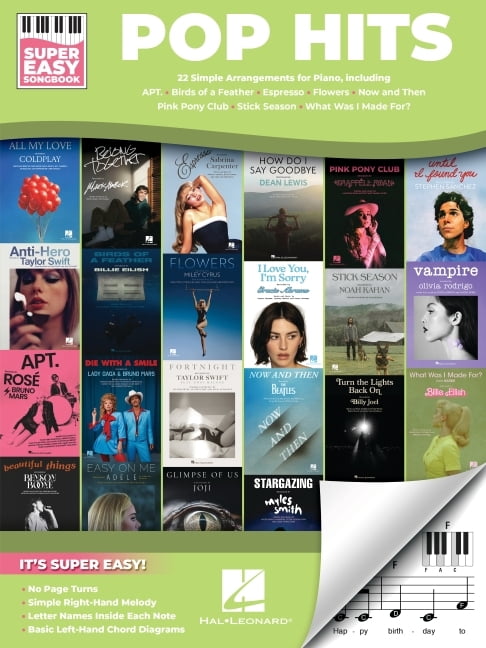 Pop Hits Super Easy Songbook Beginner Piano Sheet Music Book with 22 ...