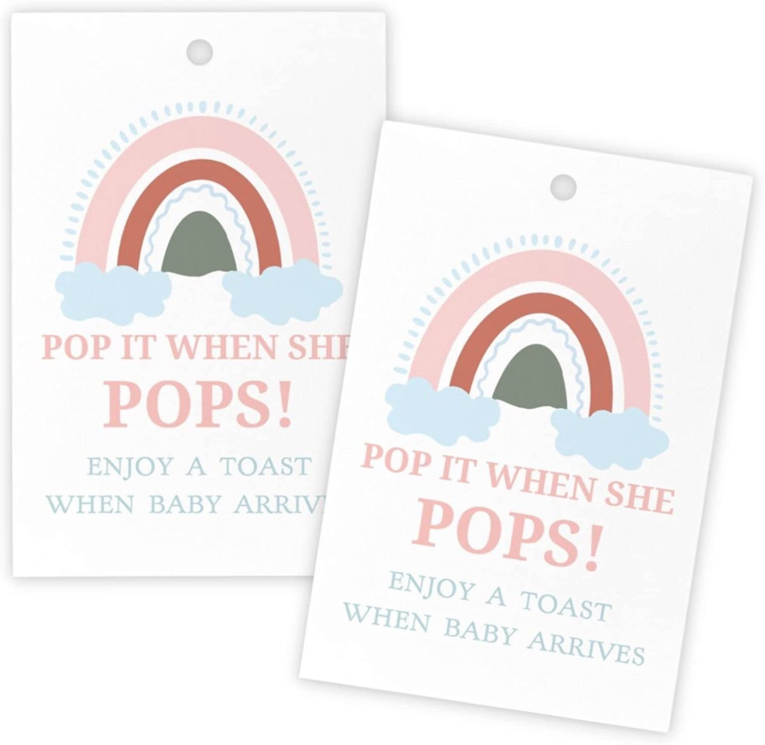 Pop It When She Pops Champagne Tag 30 Pack 2 x 3" inch Card Size Baby ...