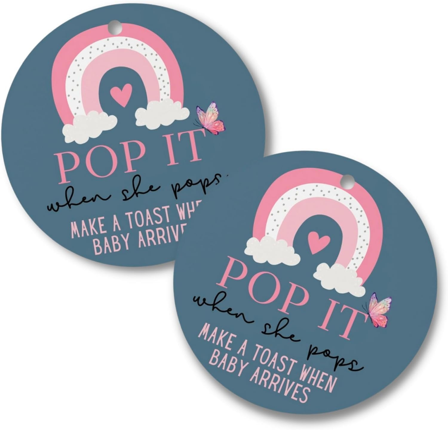 Pop It When She Pops Pink Rainbow Butterfly Boho Circle Hang Tags 30 pk ...