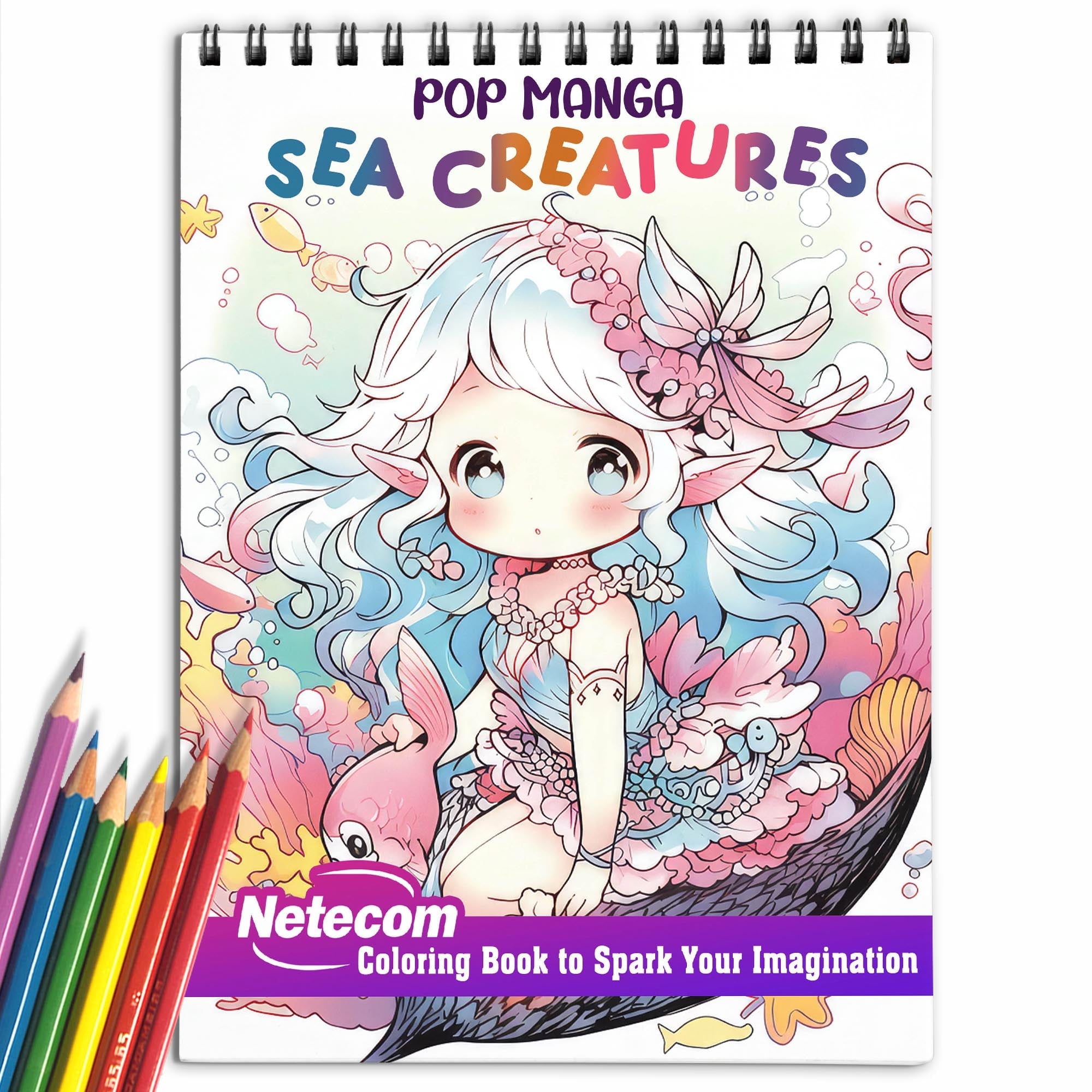 Pop Manga Sea Creatures Spiral Bound Coloring Book: 30 Exquisite ...