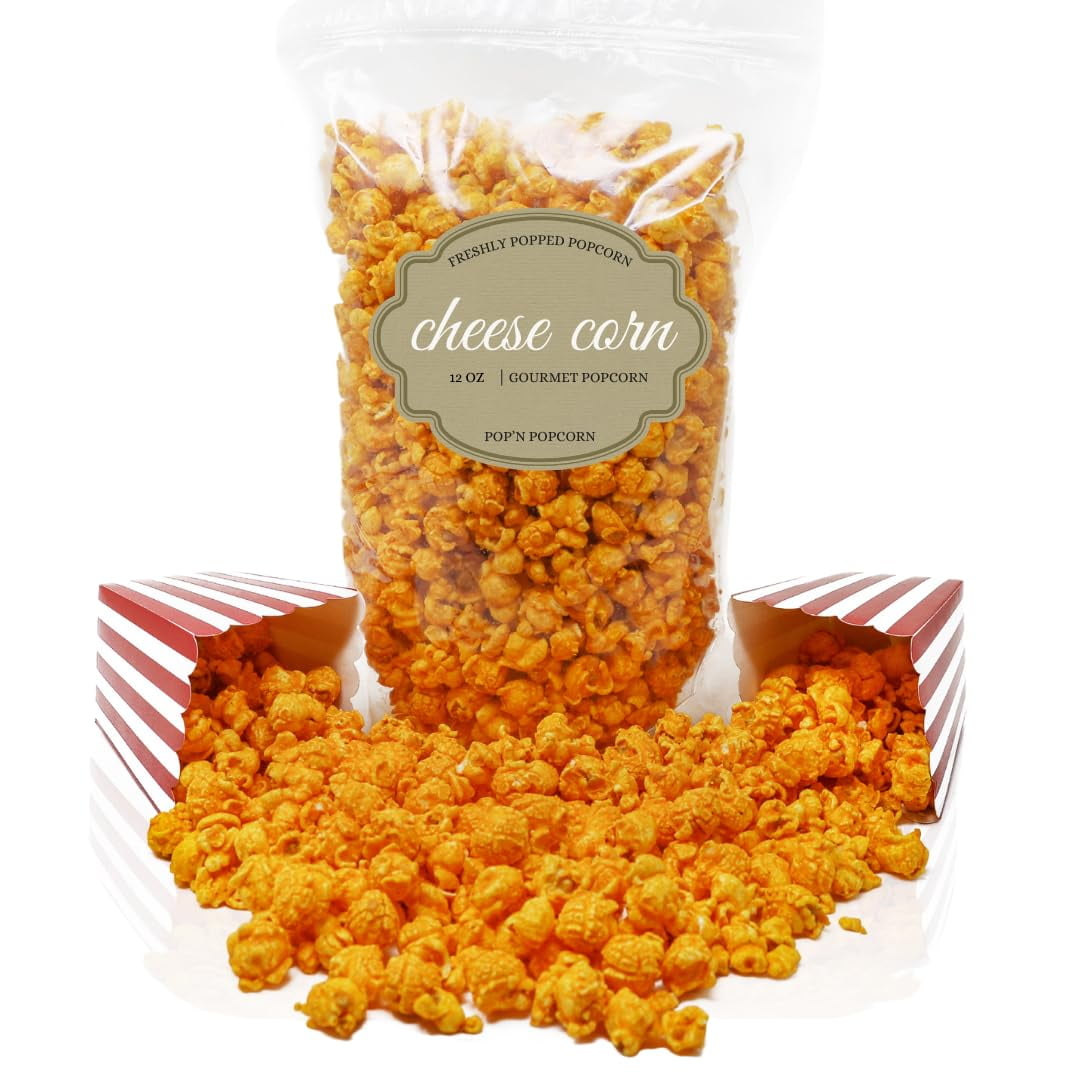 Pop’N Popcorn Cheddar Cheese AKF18 Popcorn - 12 oz Cheesy Pop Corn ...