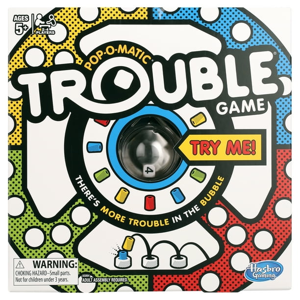 Pop-O-Matic Trouble Board Game for Kids and Family Ages 5 and Up, 2-4 ...