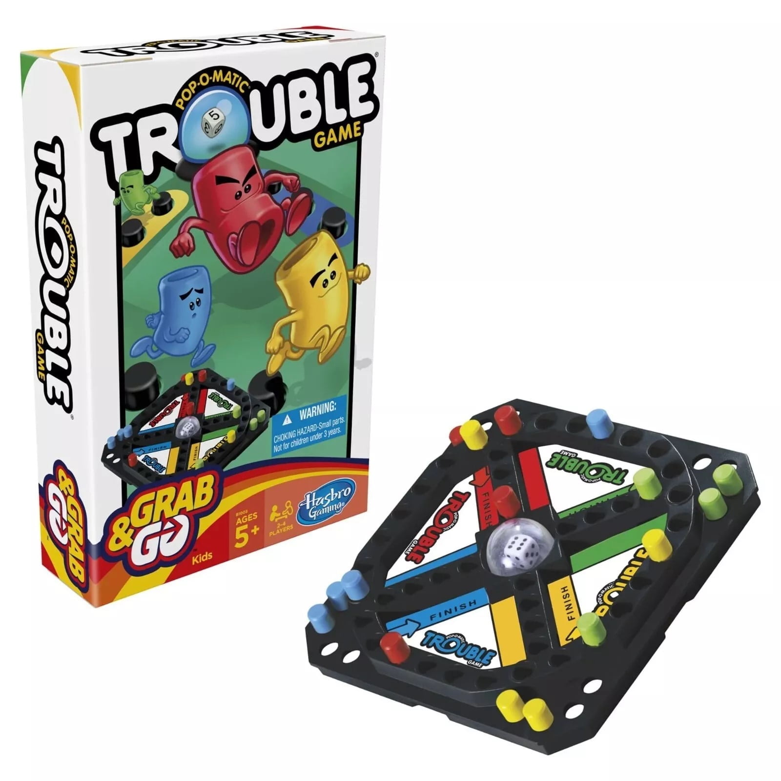 Pop-O-Matic Trouble Grab & Go Game - Portable Family Board Game ...