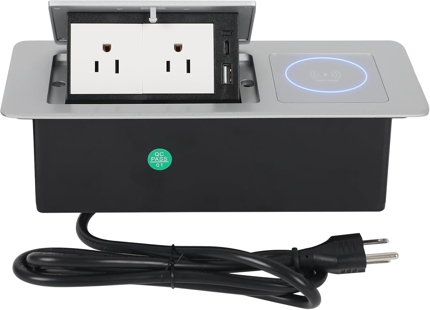 Pop Up Outlet with 15W Wireless Charger, Power Strip with 2 AC Outlets ...