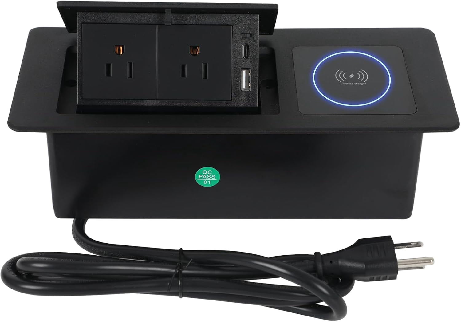 Pop Up Outlet with 15W Wireless Charger, Power Strip with 2 AC Outlets ...
