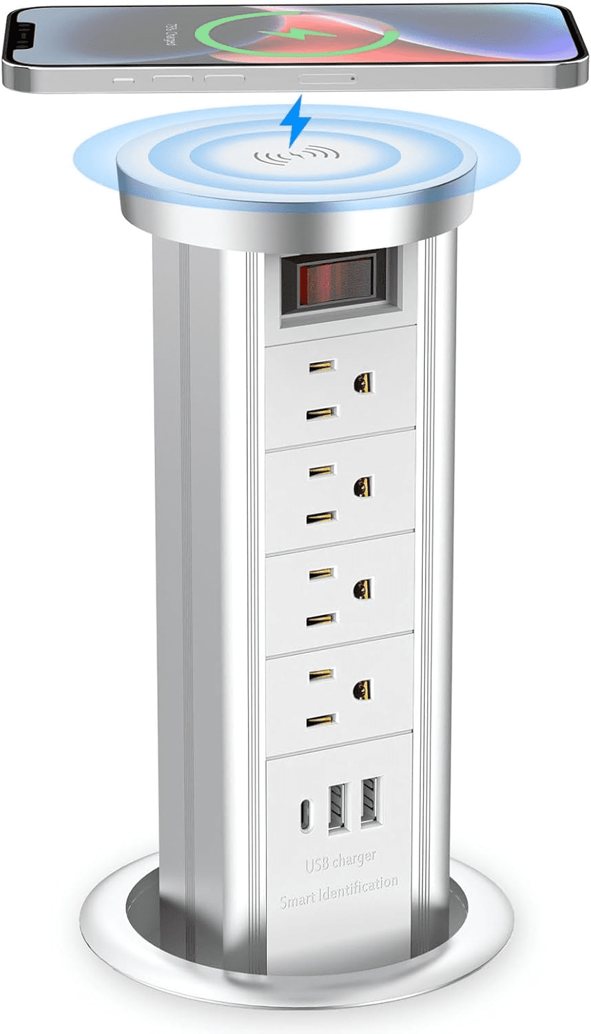 Pop Up Outlet for Countertop, Receptacle Power Strip with USB C & 4 AC ...