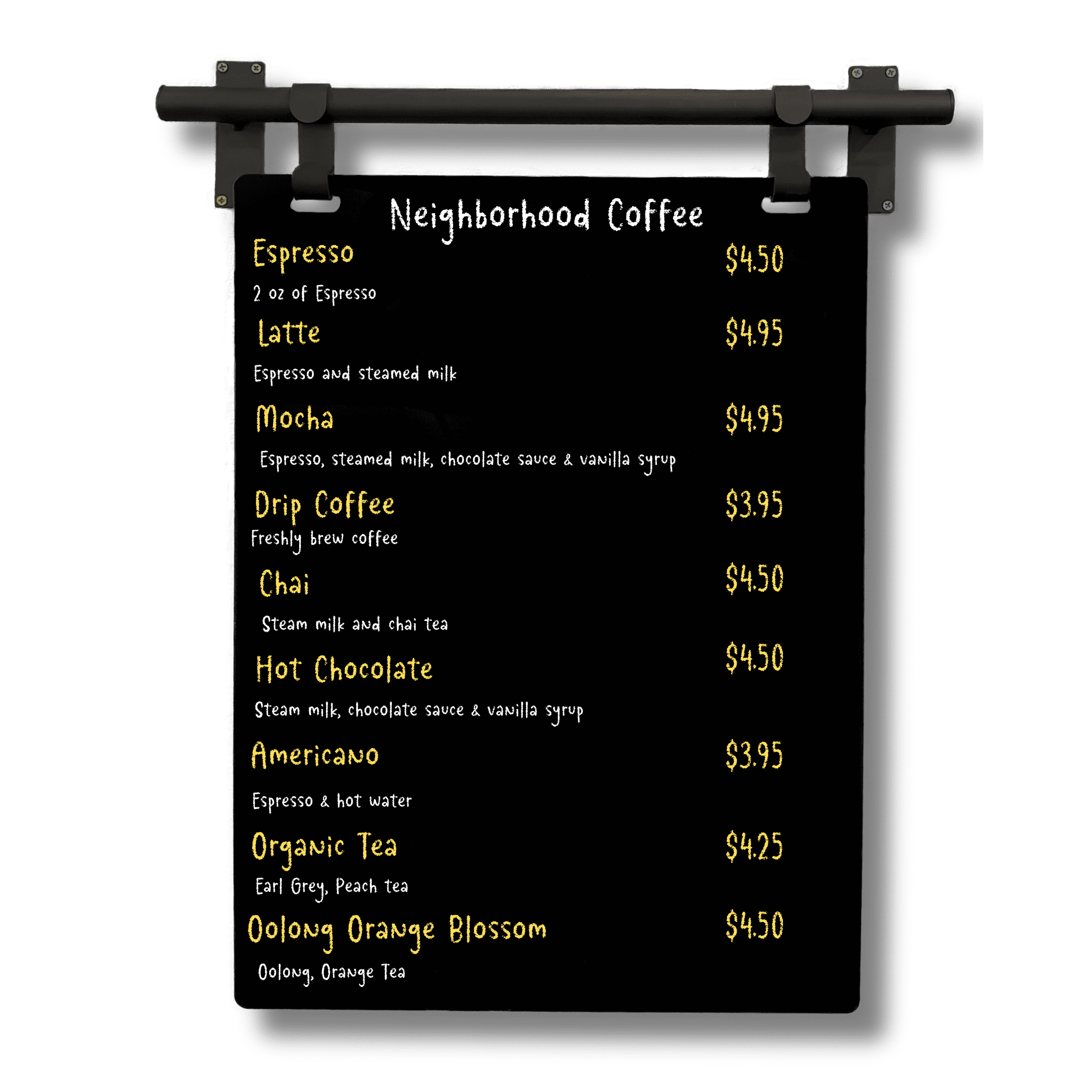 Hanging Menu Contemporary Style Chalkboard Sign, Metal Menu Display ...