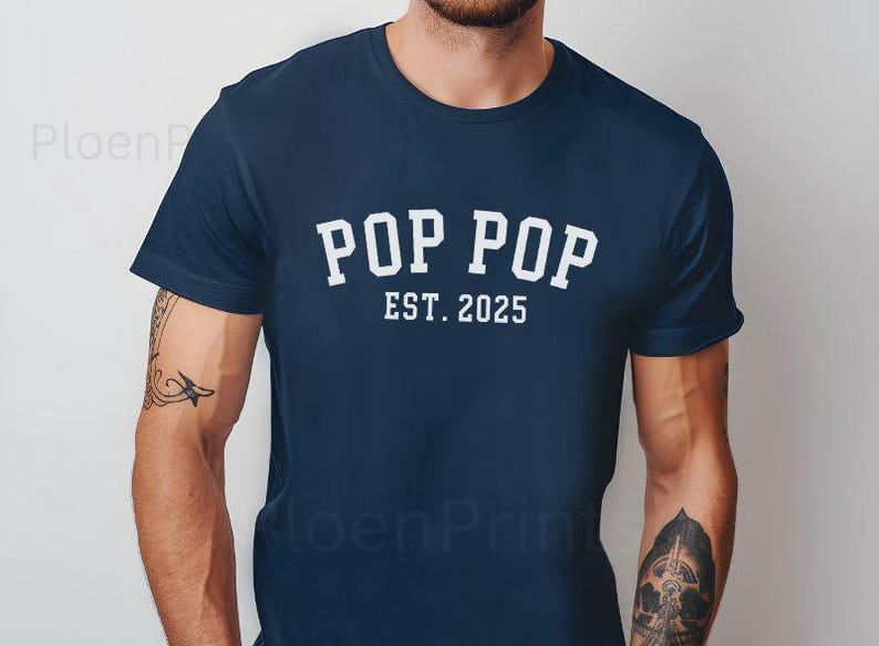 Pop Pop Est 2025 Tee, Fathers Day Gift, Pop Grandpa Birthday - Walmart.com