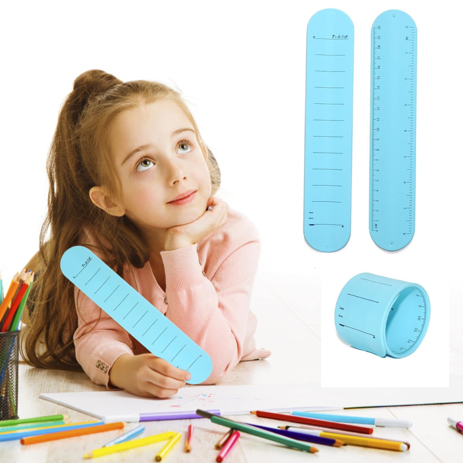 Pop Pop Ring Silicone Memo Ruler Bracelet Blue|Silicone Memo Wrist Band ...