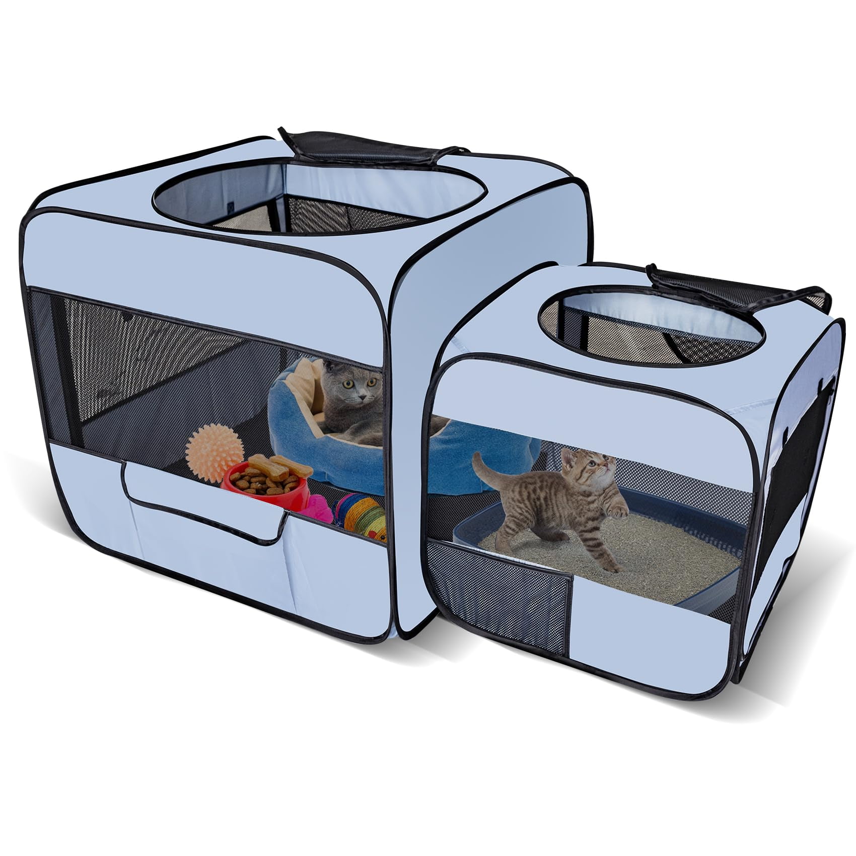 Pop up Portable Cat Playpen 2-in-1 ATT1Dog Playpen, No Assembly Need ...