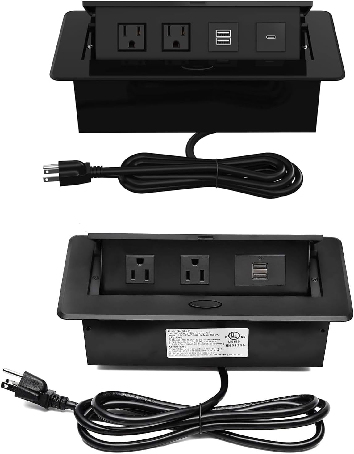 Pop Up Power Strip with PD 30W USB Ports, Recessed Power Grommet Outlet ...