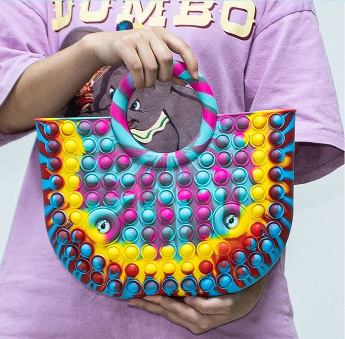 Pop Purse Fidget Tote Bag Push Bubble Pop Handbag Silicone Top Handle ...
