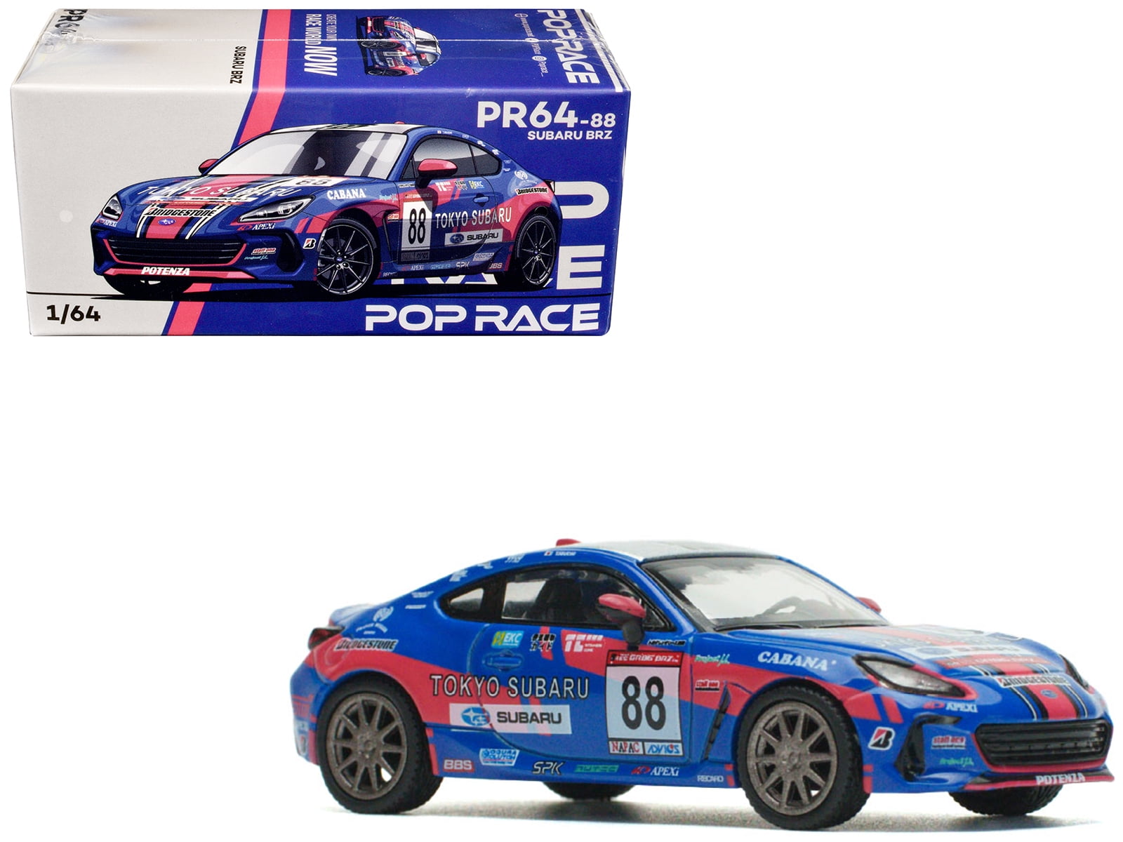 Pop Race PR640088 Subaru BRZ No.88 Blue with Graphics Tokyo Subaru ...