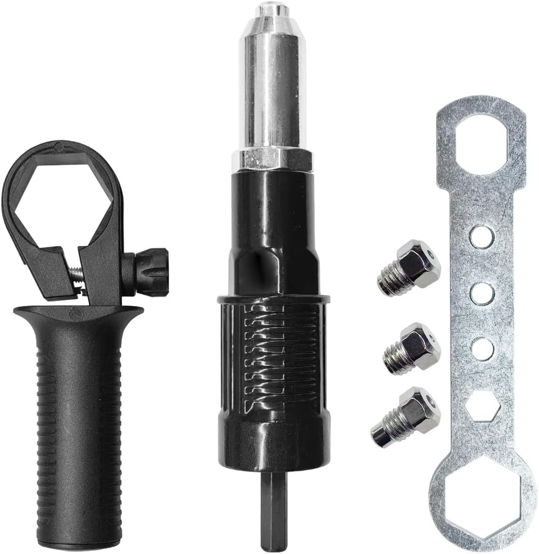 Pop Rivet Gun Adapter Kit, Rivet Drill Tool with 2.4mm/3.2mm/4.0mm/4 ...
