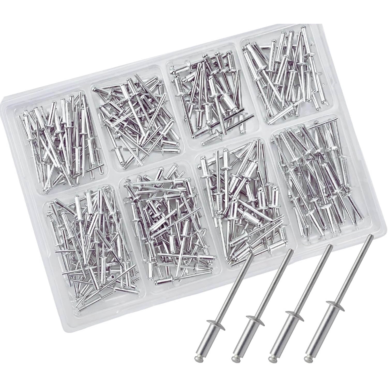 Pop Rivets Assortment Kit, Aluminum Dome with Steel Mandrel Blind ...