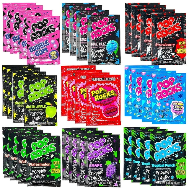 Pop Rocks Candy Bulk 36 Pack, Includes 4 each of 9 Flavors Variety Pack ...