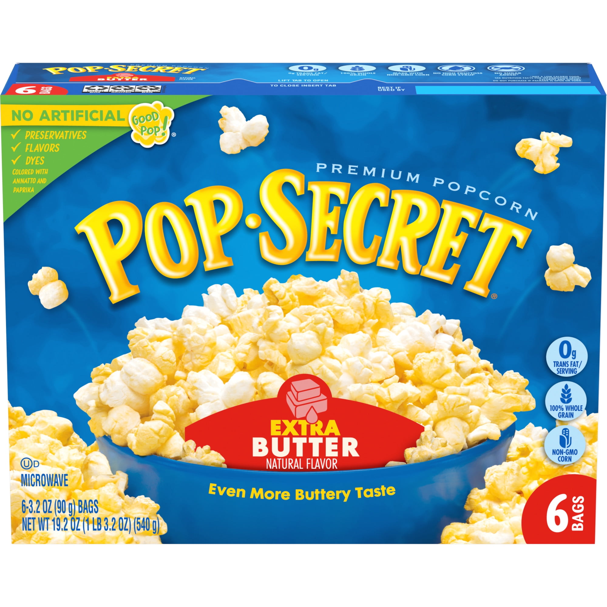 Pop Secret Microwave Popcorn Extra Butter Flavor 3.2 oz Sharing Bags ...
