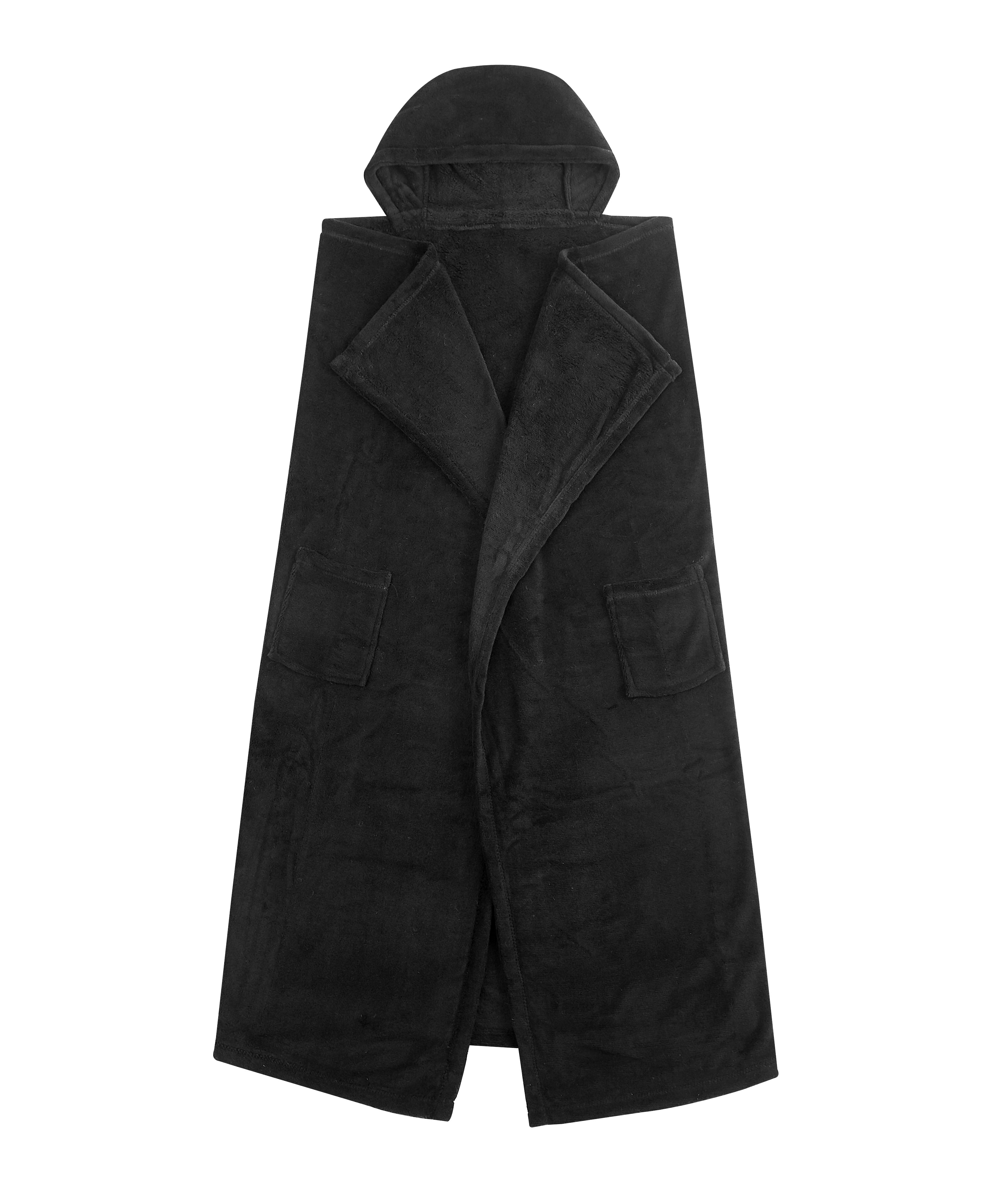 Pop Shop University Plush Hooded Throw Blanket with Pockets, Black ...