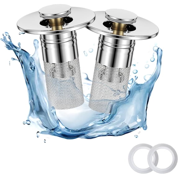 Pop Up Sink Drain Strainer, Bathroom Sink Drain Stopper with Removable ...