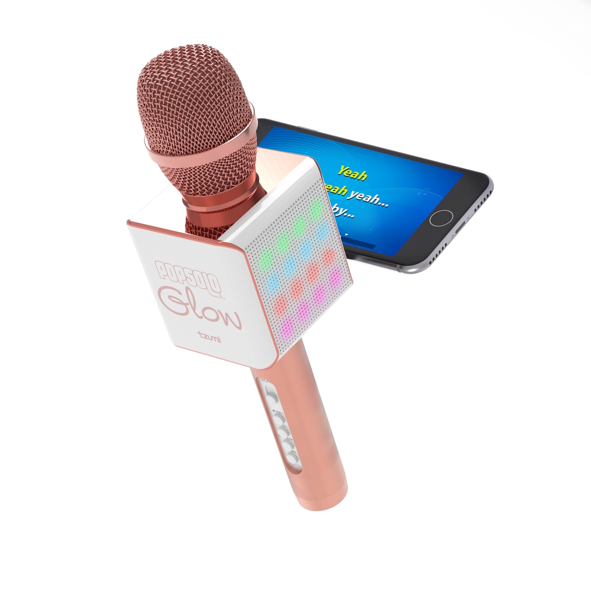 Tzumi Pop Solo Glow Karaoke Microphone, Rechargeable Bluetooth Speaker ...
