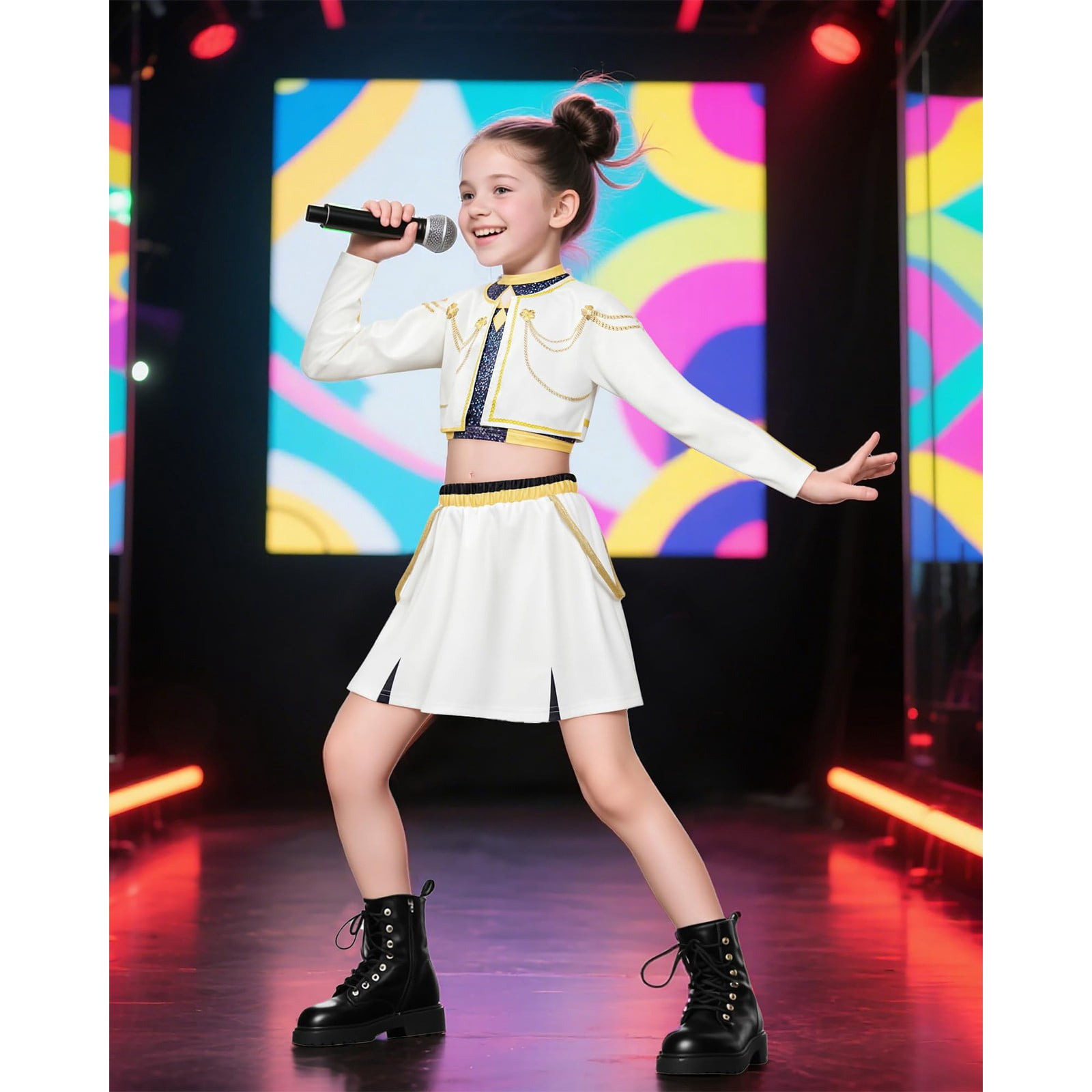 Pop Stars Costume Girls Dress up Rumii Crop Top Skirt pop DemonHunters ...
