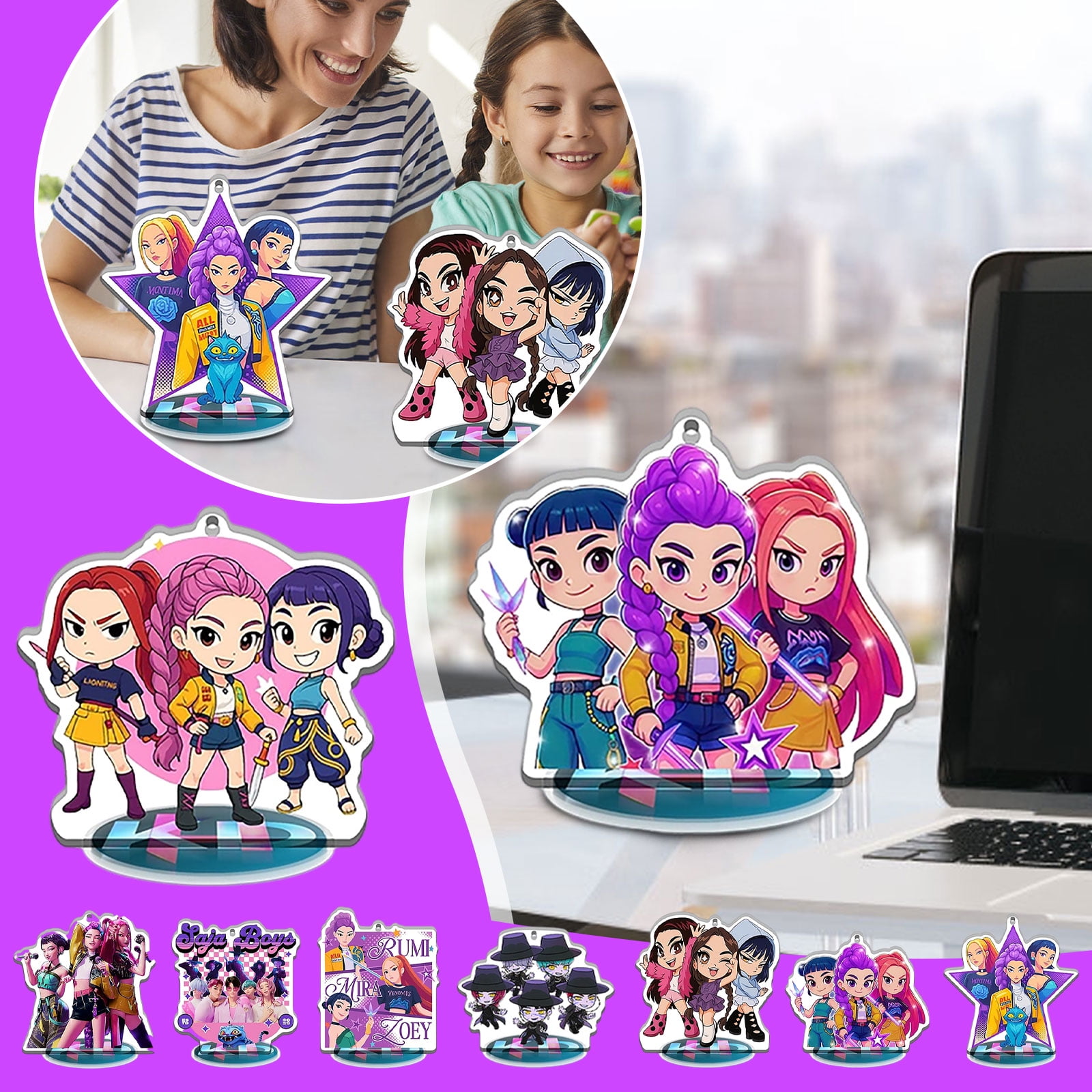 Pop Stars Demon Hunters Desktop Standing Night Light CardInner-Printed ...
