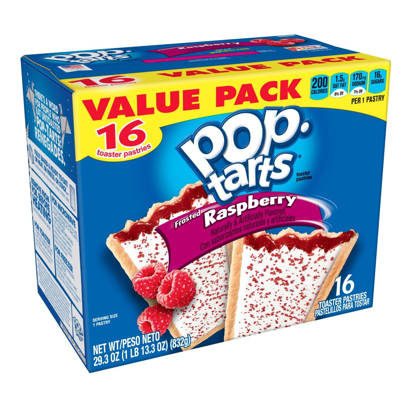 Pop-Tarts, Breakfast Toaster Pastries, Frosted Raspberry, Value Pack ...