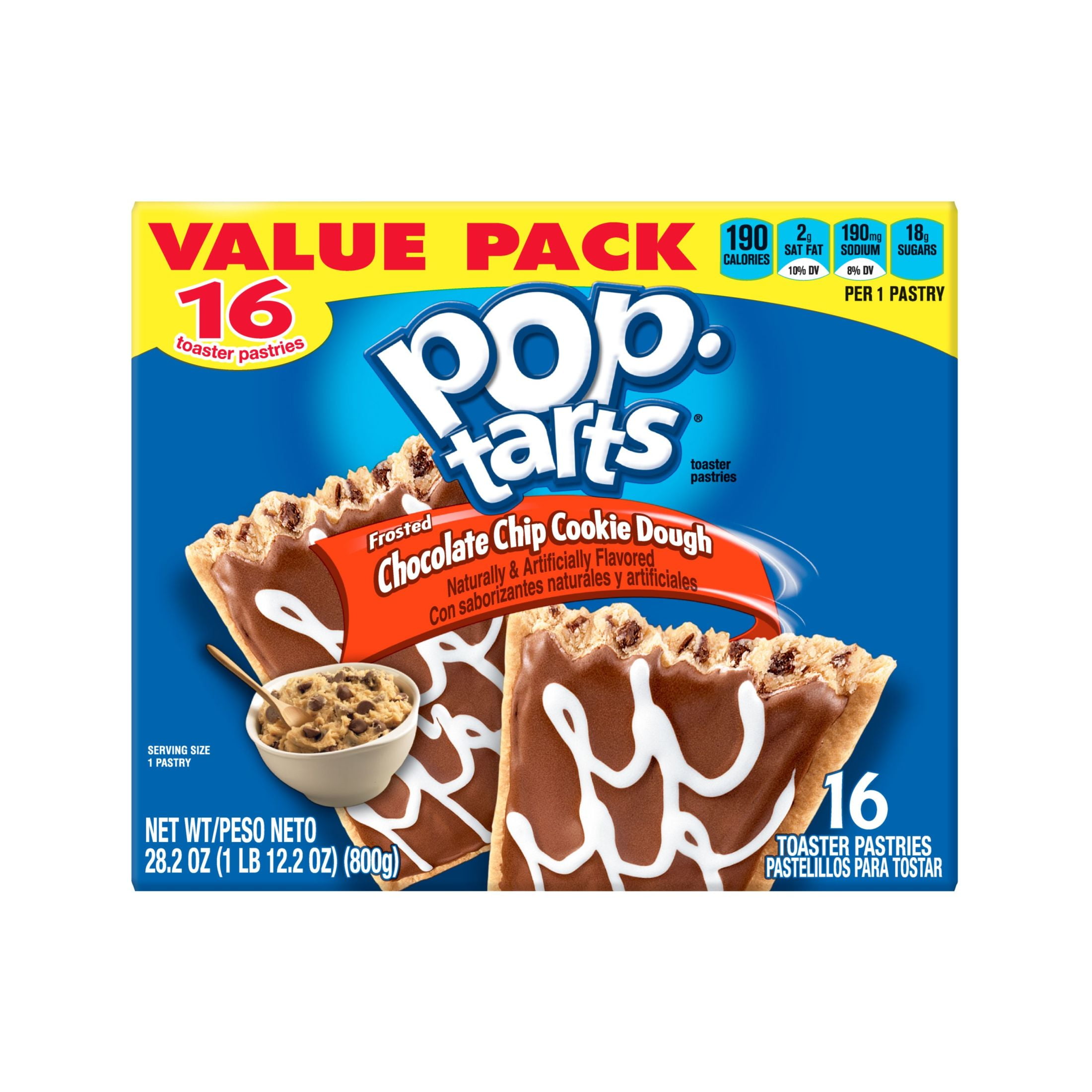 Pop Tarts Chip Cookie Dough Breakfast Toaster Pastries 282 Oz 16 Count