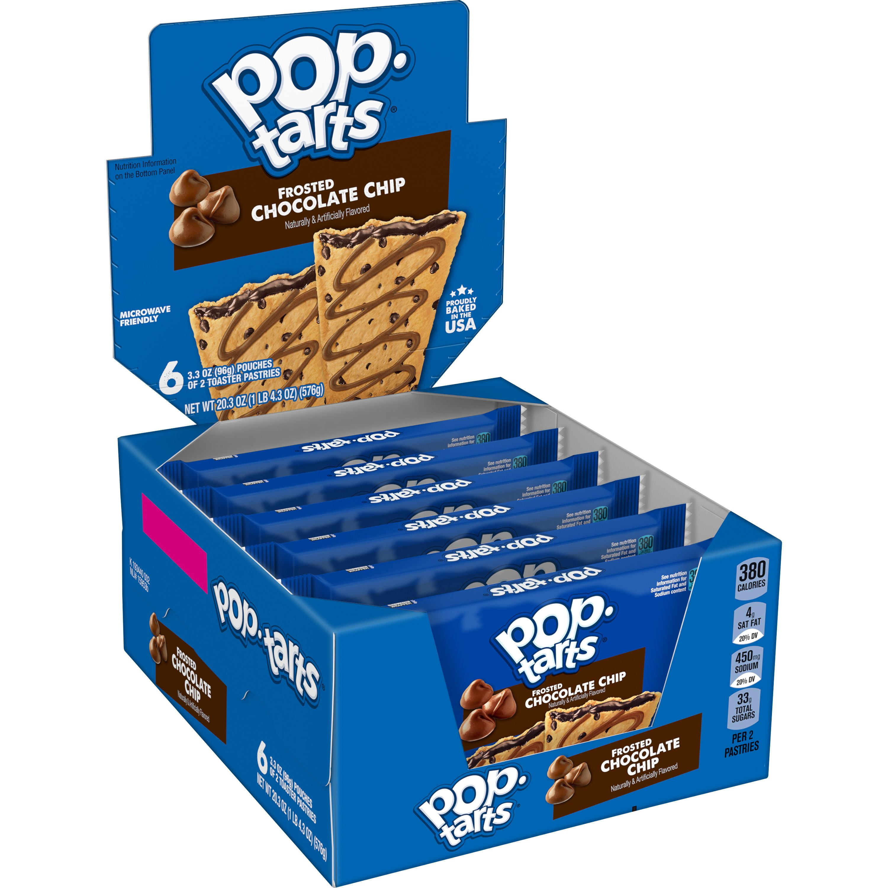 Pop-Tarts Chocolate Chip Toaster Pastries, 6 Count, 3.3 oz Each ...