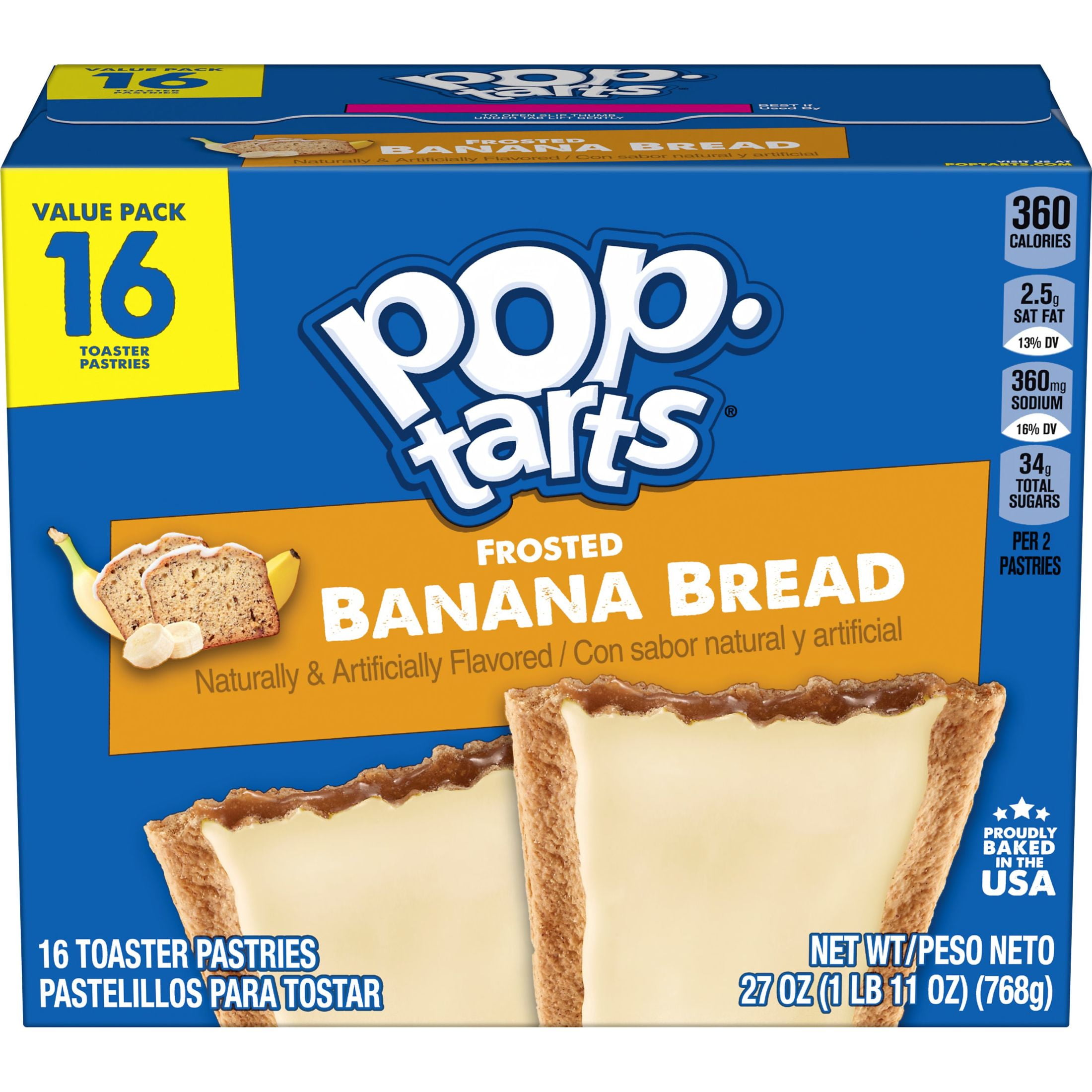 Pop-Tarts Frosted Banana Bread Toaster Pastries, Breakfast Foods, Shelf ...