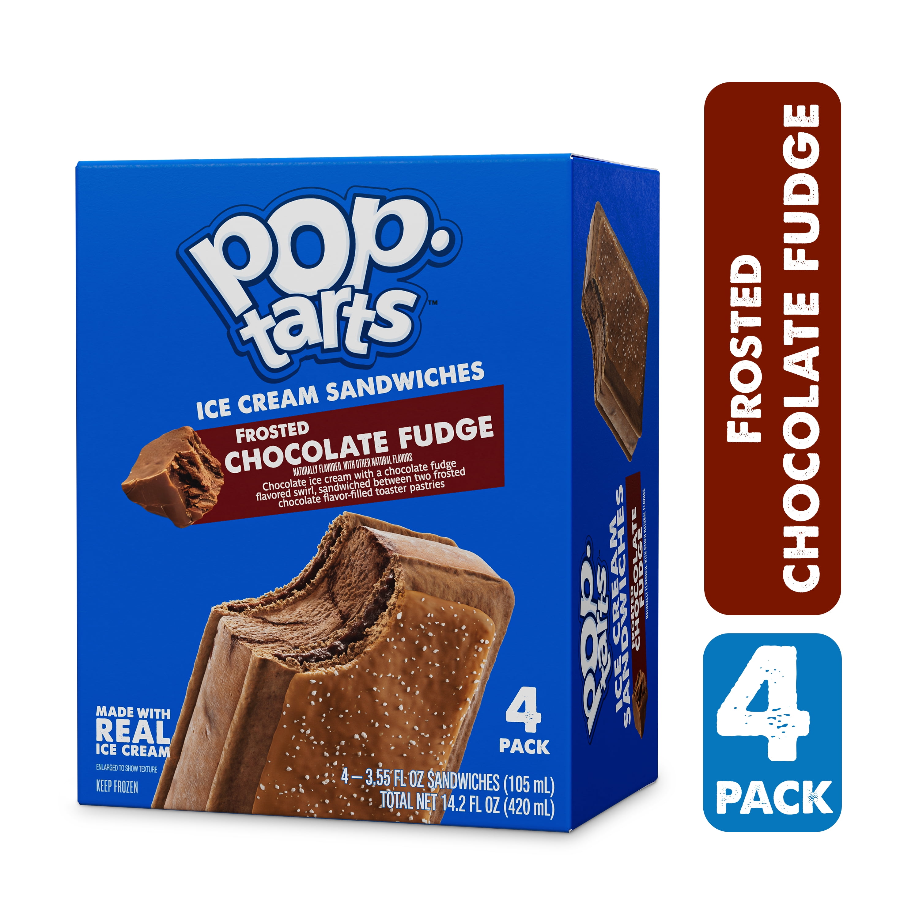 Pop-Tarts Frosted Chocolate Fudge Ice Cream Sandwiches, 3.55 fl oz, 4 ...